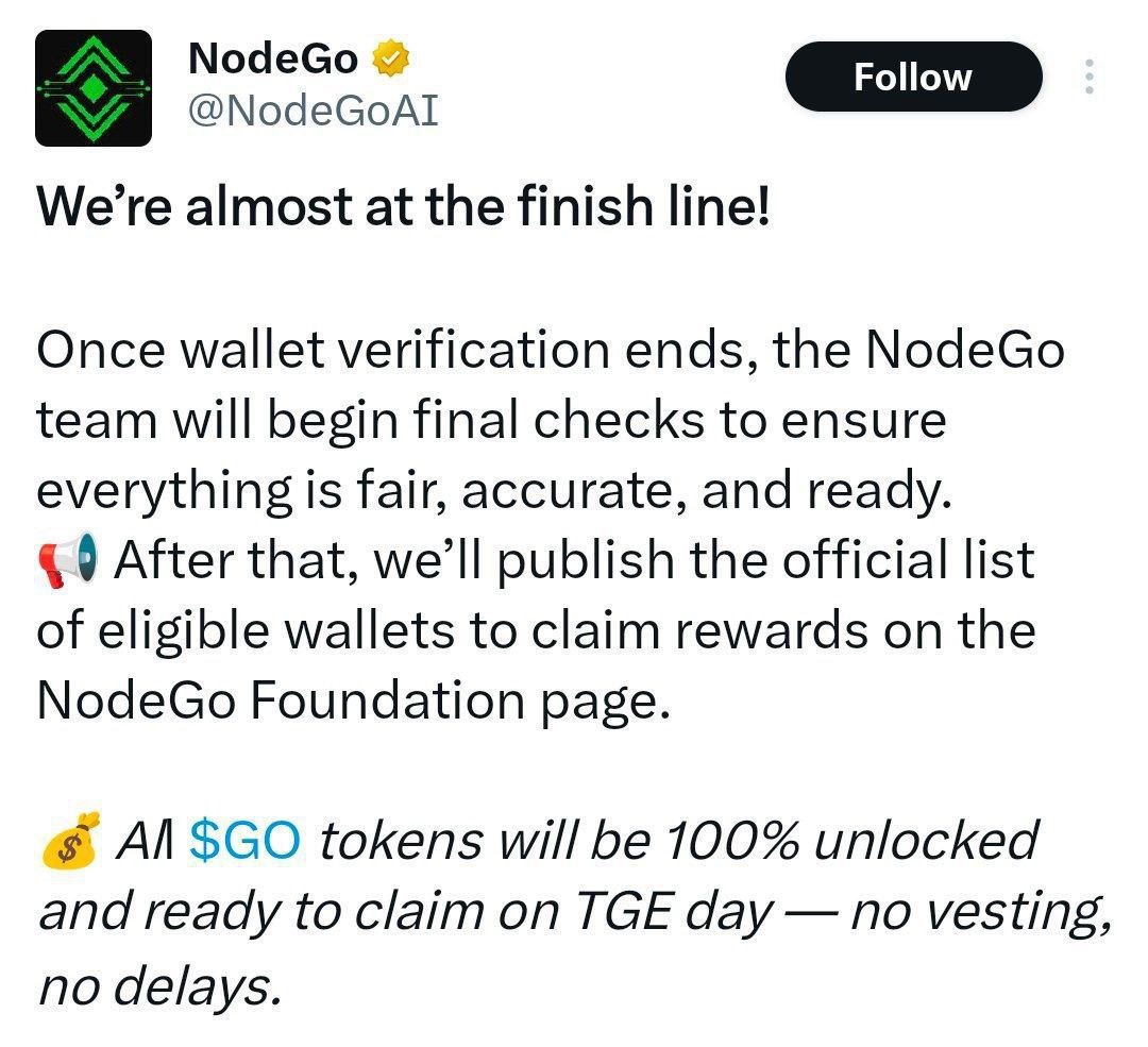 NODEGO Airdrop Wallet Verification, TGE Distribution, and Eligibility - Airdrop Earn
